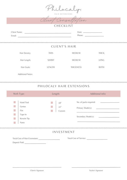 Consultation Checklist (FREE DIGITAL DOWNLOAD) – Philocaly Hair Extensions
